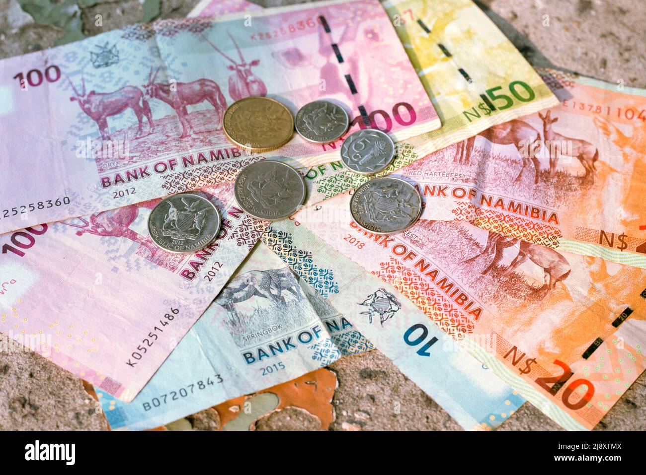 set of different Namibia currency banknotes and coins Stock Photo - Alamy