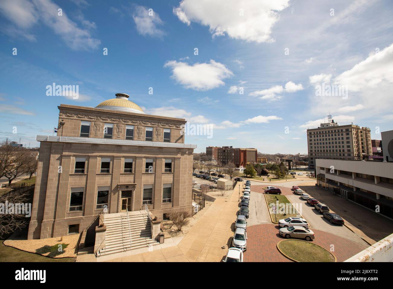 Afternoon light shines on the historic downtown center of Gary, Indiana ...
