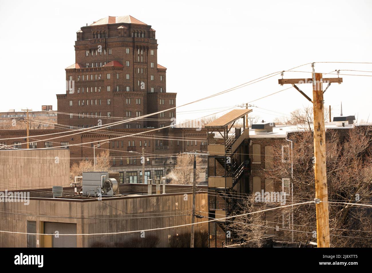 Afternoon light shines on the historic downtown center of Gary, Indiana ...