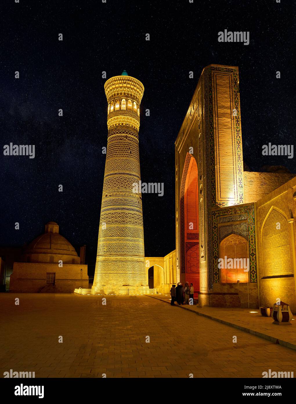 View to kalyan minaret and mosque at night hi-res stock photography and ...