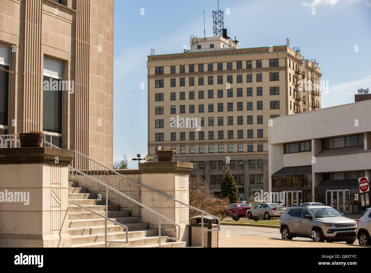 Afternoon light shines on the historic downtown center of Gary, Indiana ...