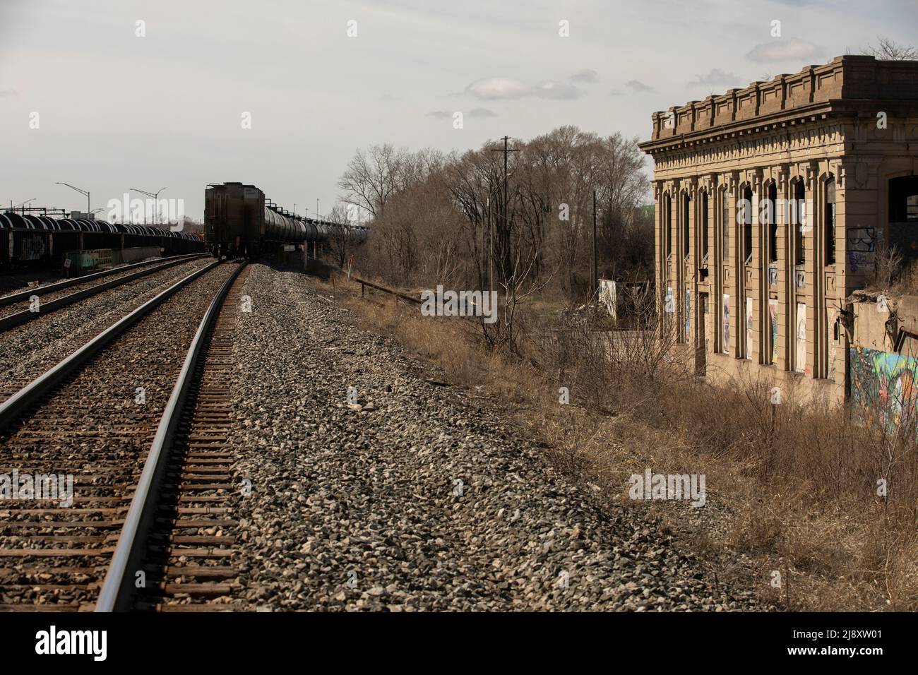 Afternoon light shines on the historic downtown center of Gary, Indiana ...