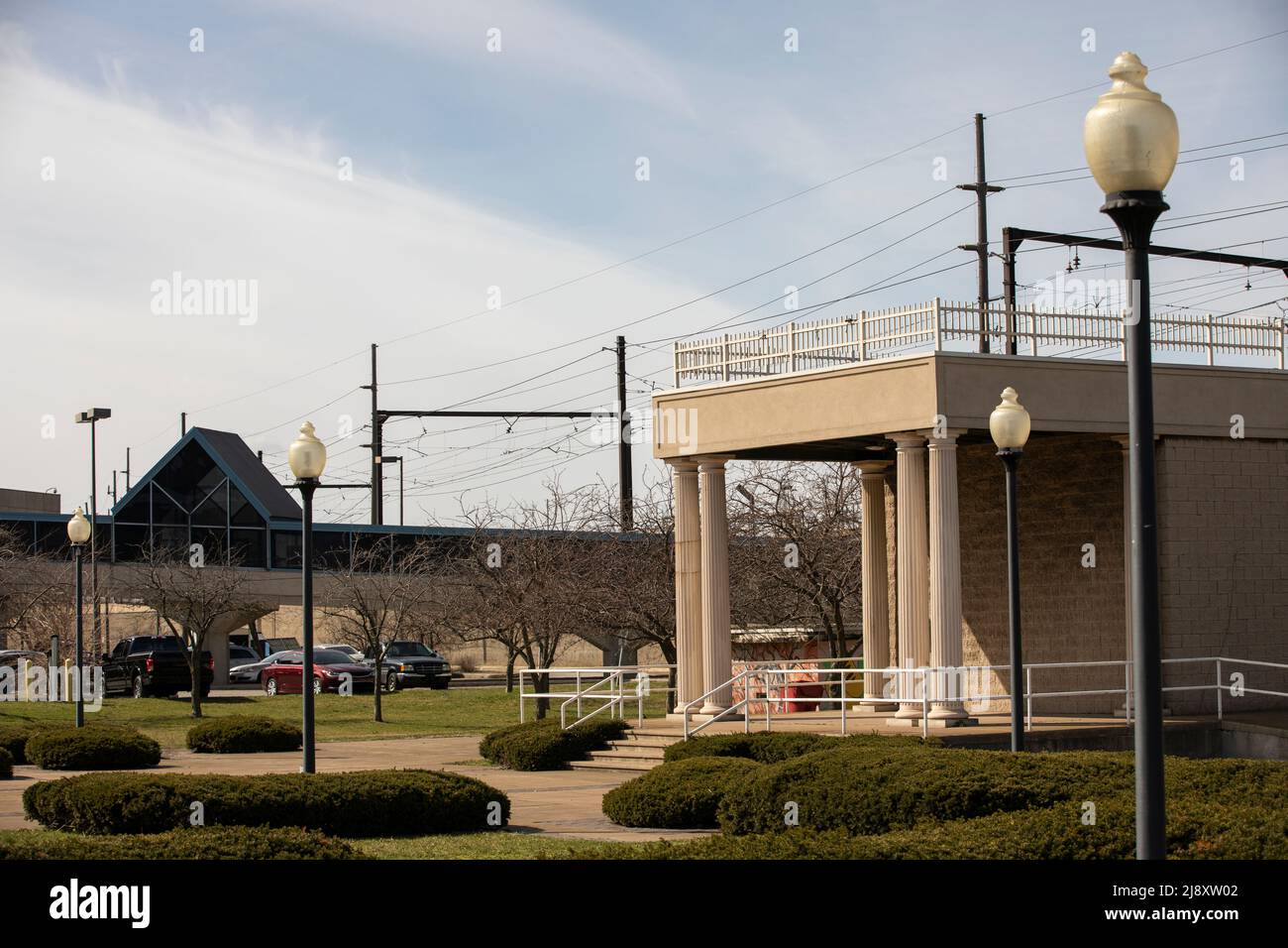 Afternoon light shines on the historic downtown center of Gary, Indiana ...
