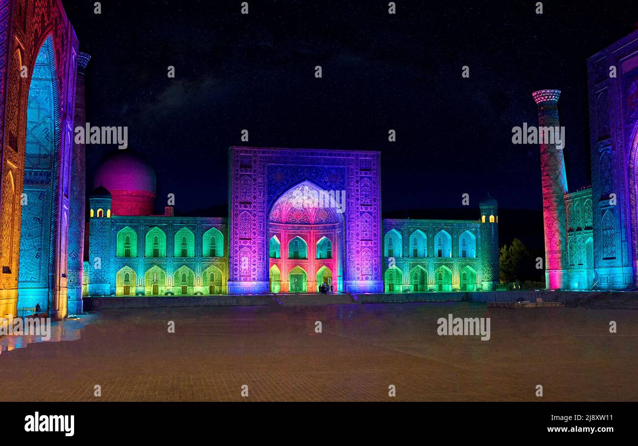 view of ancient samarkand at night Stock Photo - Alamy
