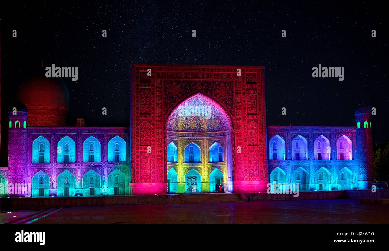 view of ancient samarkand at night Stock Photo - Alamy