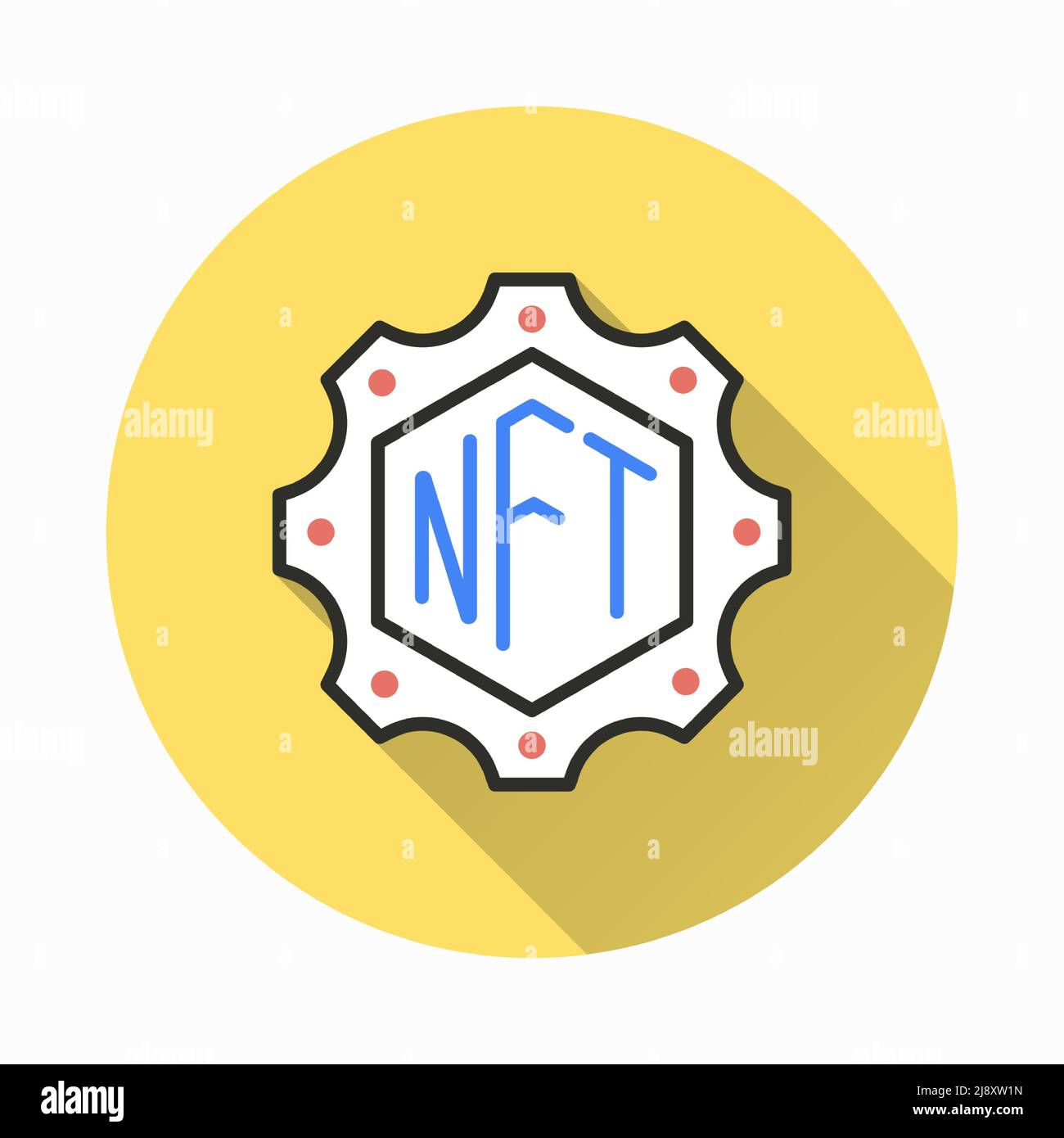 NFT icon. Simple illustration with long shadow for graphic and web ...