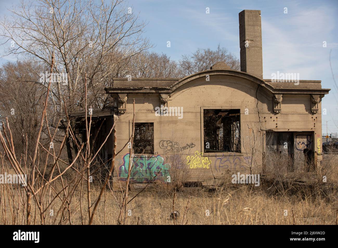 Afternoon light shines on the historic downtown center of Gary, Indiana ...