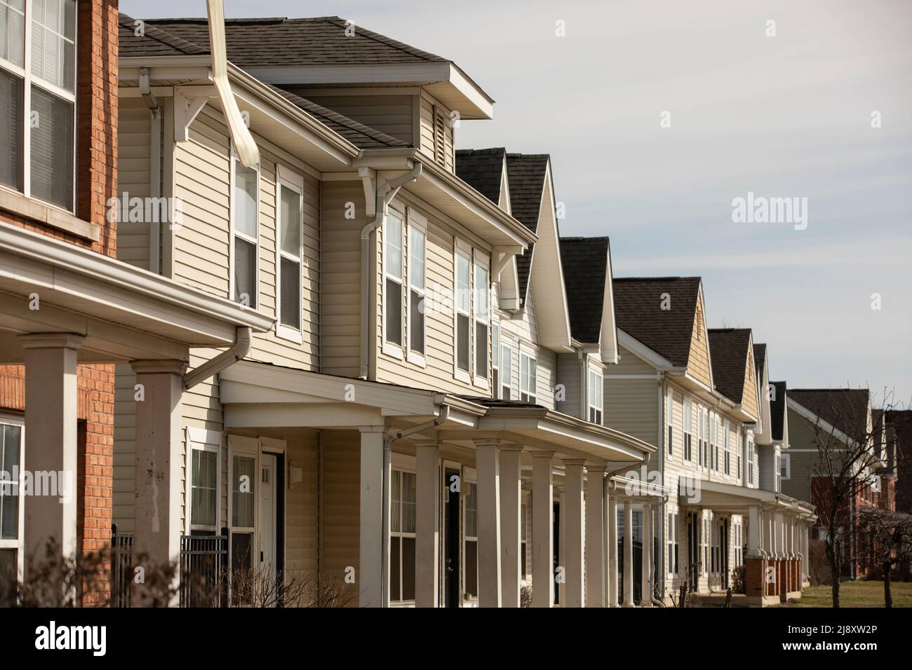Afternoon light shines on the historic downtown center of Gary, Indiana ...