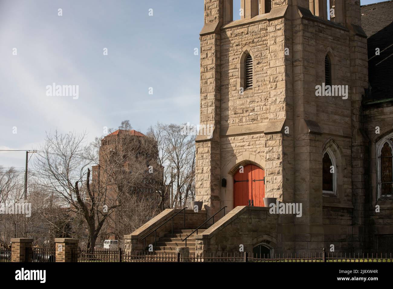 Afternoon light shines on the historic downtown center of Gary, Indiana ...