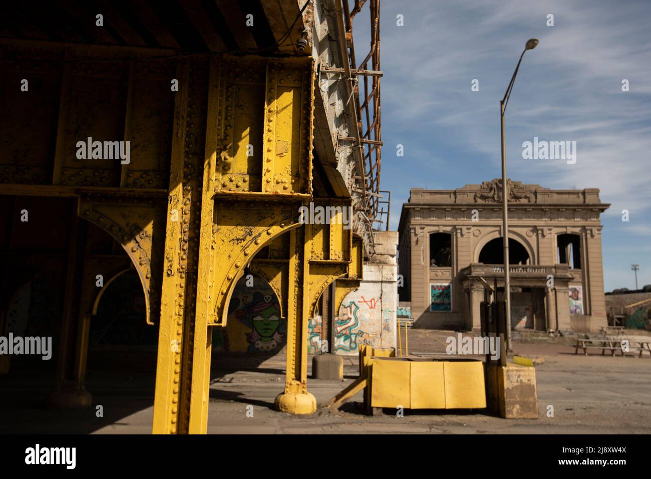 Afternoon light shines on the historic downtown center of Gary, Indiana ...