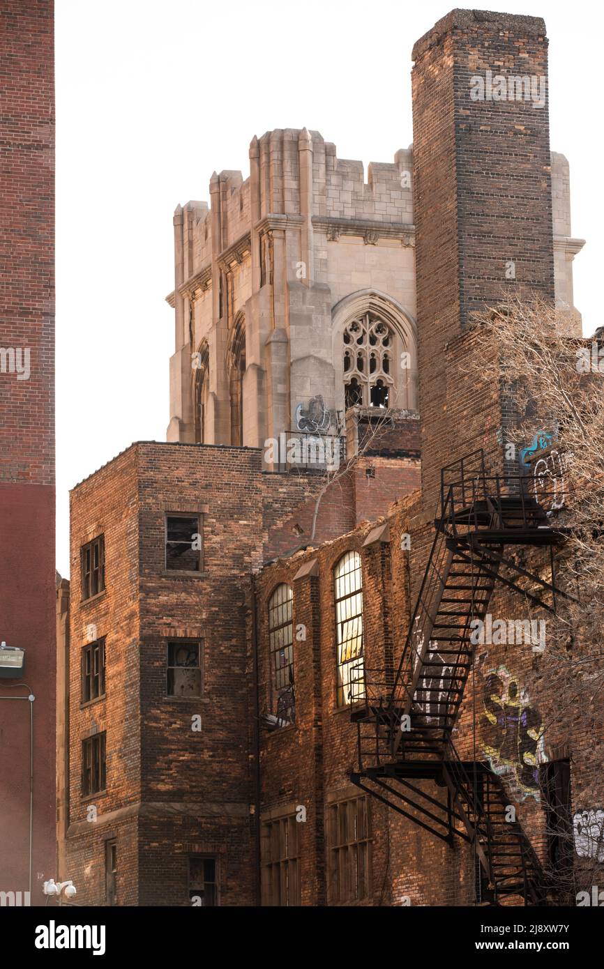 Afternoon light shines on the historic downtown center of Gary, Indiana ...
