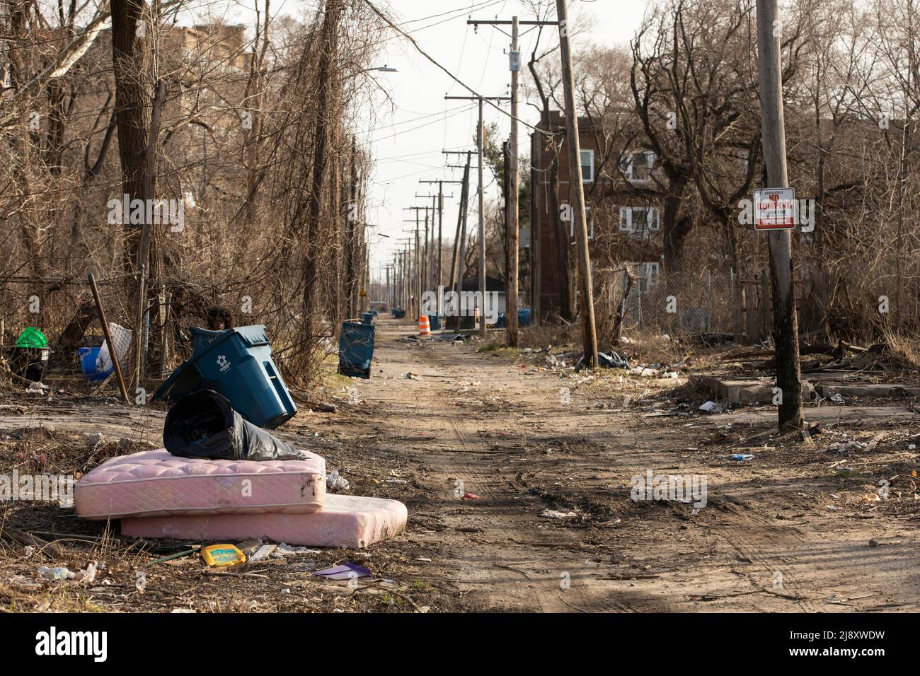 Afternoon light shines on the historic downtown center of Gary, Indiana ...