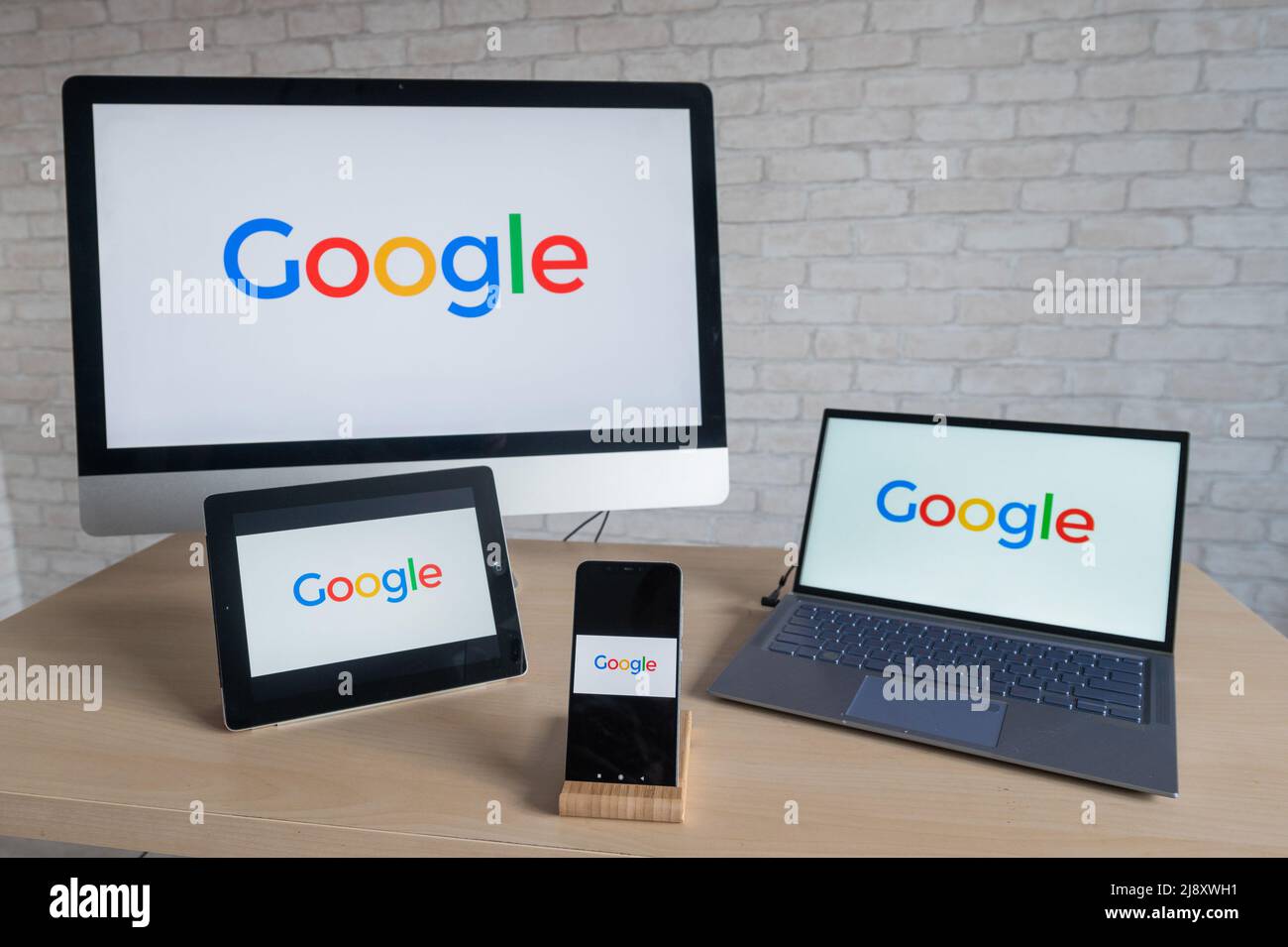 The google search page on laptop screen hi-res stock photography and ...