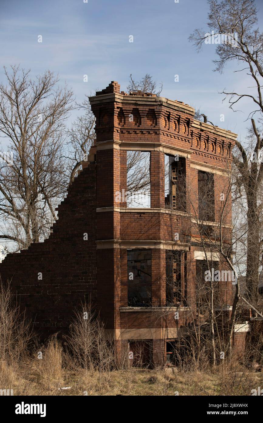 Afternoon light shines on the historic downtown center of Gary, Indiana ...