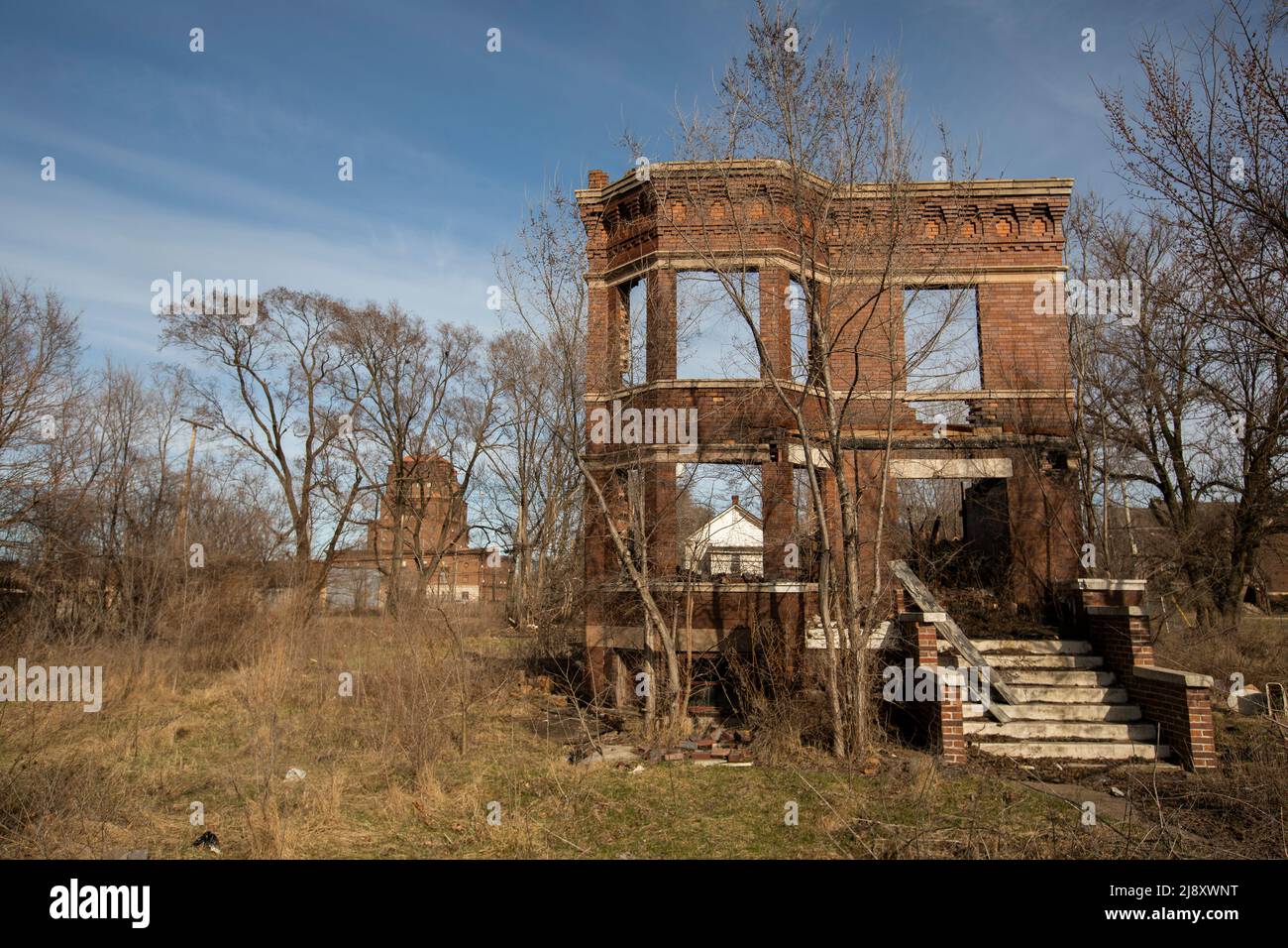 Afternoon light shines on the historic downtown center of Gary, Indiana ...