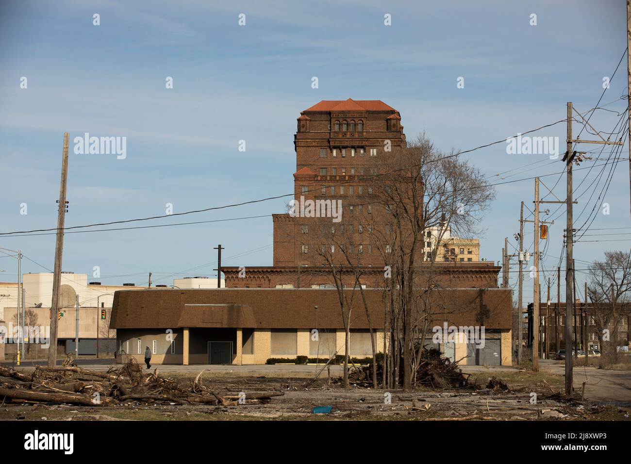 Afternoon light shines on the historic downtown center of Gary, Indiana ...