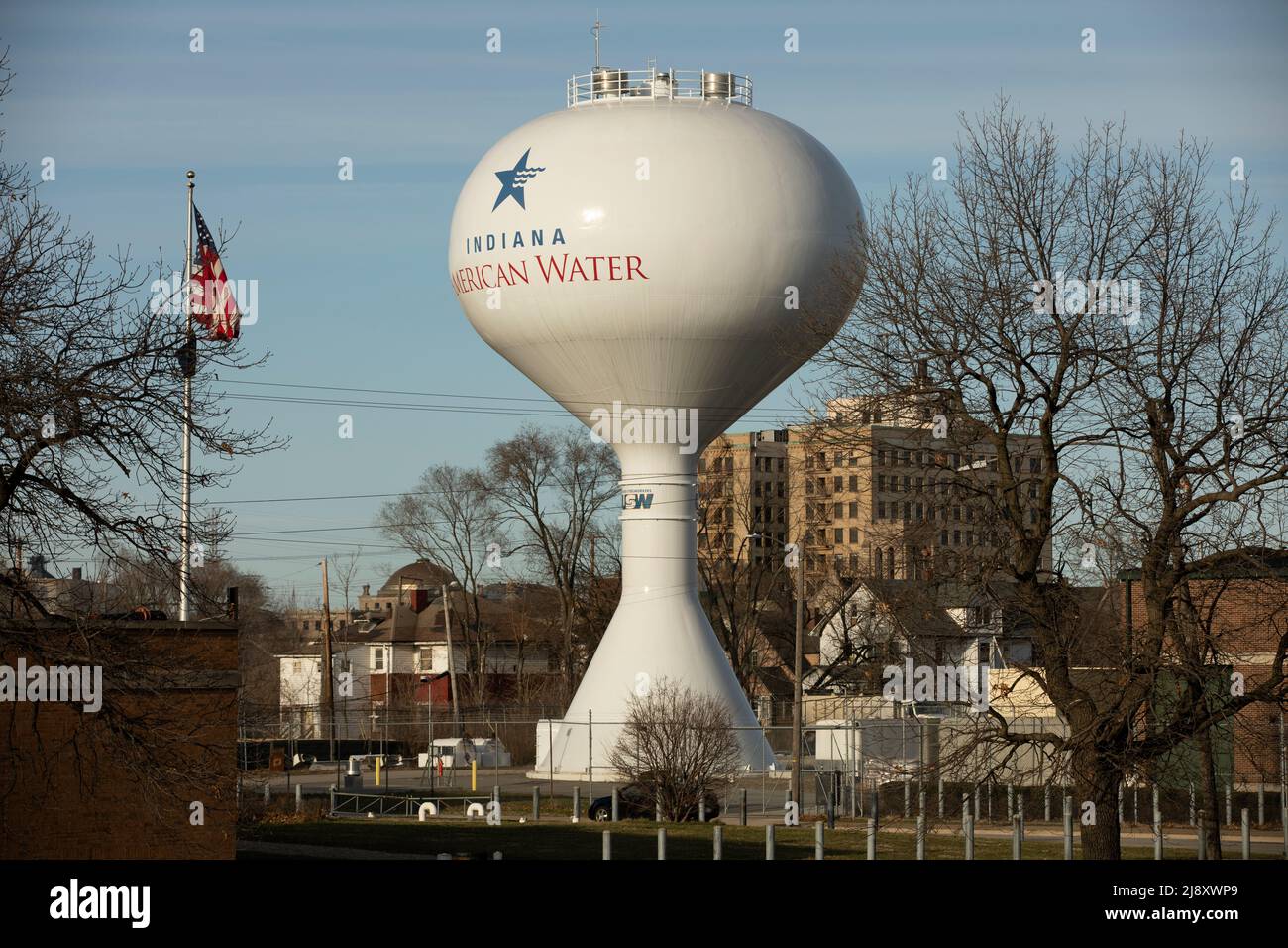 Afternoon light shines on the historic downtown center of Gary, Indiana ...