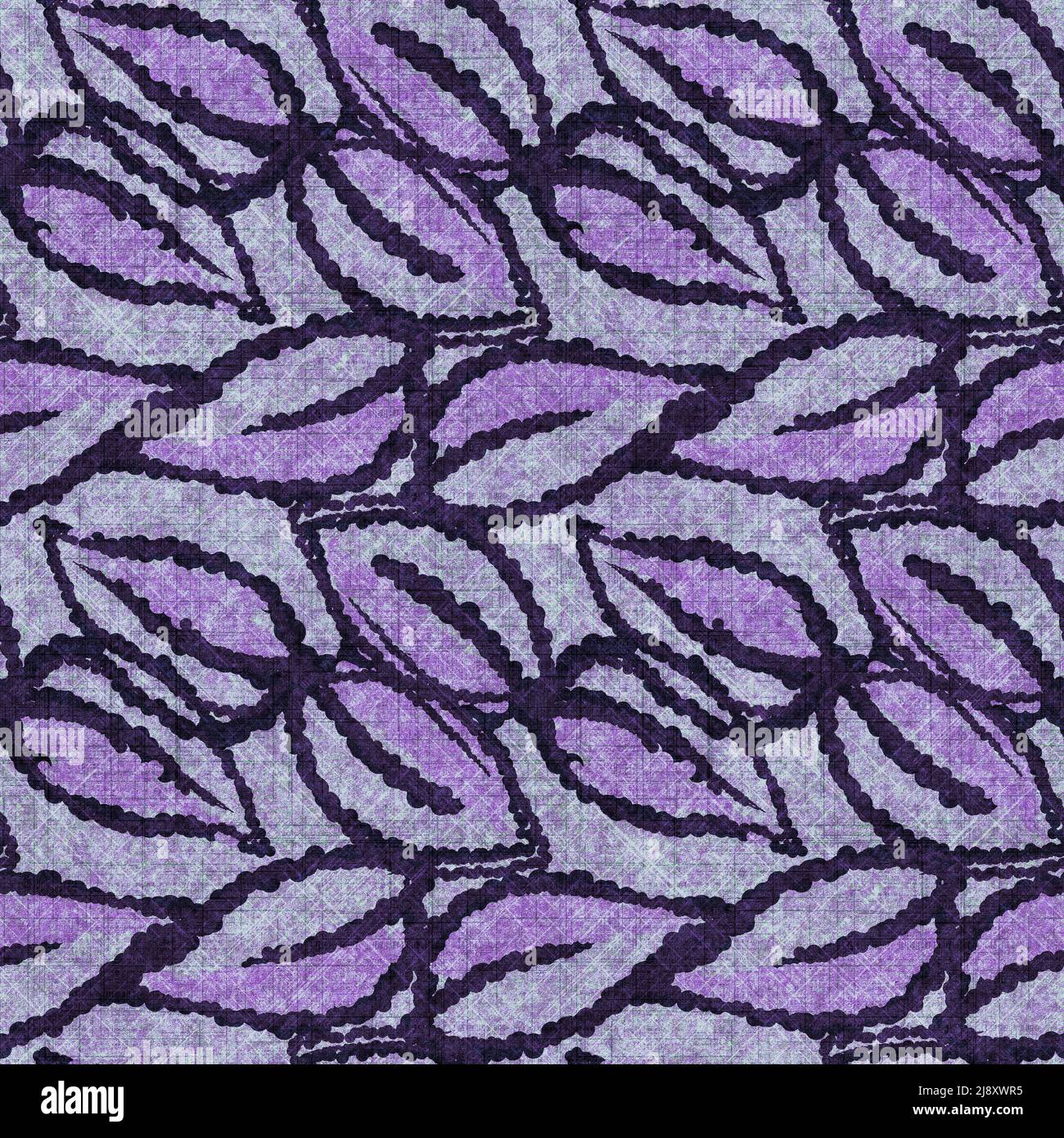 Botanical foliage seamless hand drawn linen style pattern. Organic leaf ...