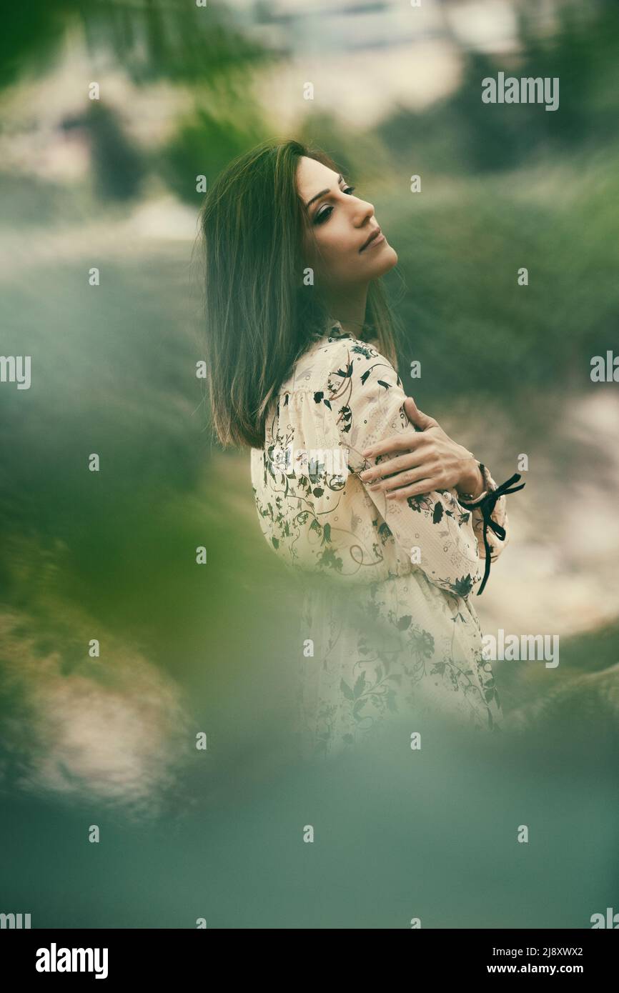 Beautiful woman in nature Stock Photo - Alamy