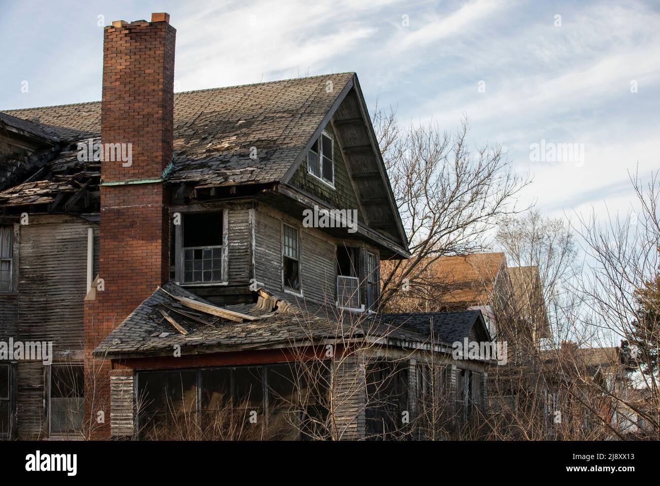 Afternoon light shines on the historic downtown center of Gary, Indiana ...