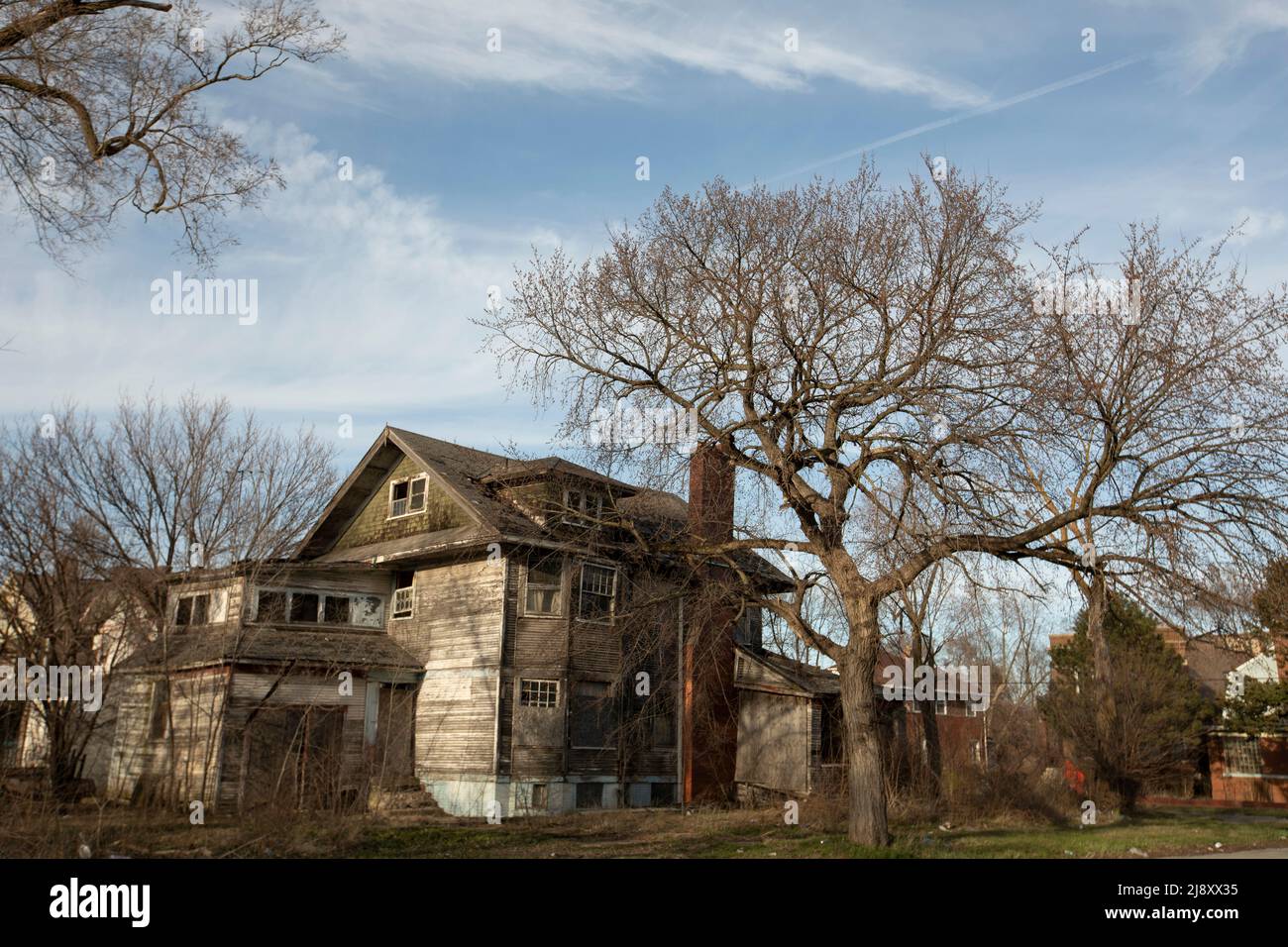 Afternoon light shines on the historic downtown center of Gary, Indiana ...