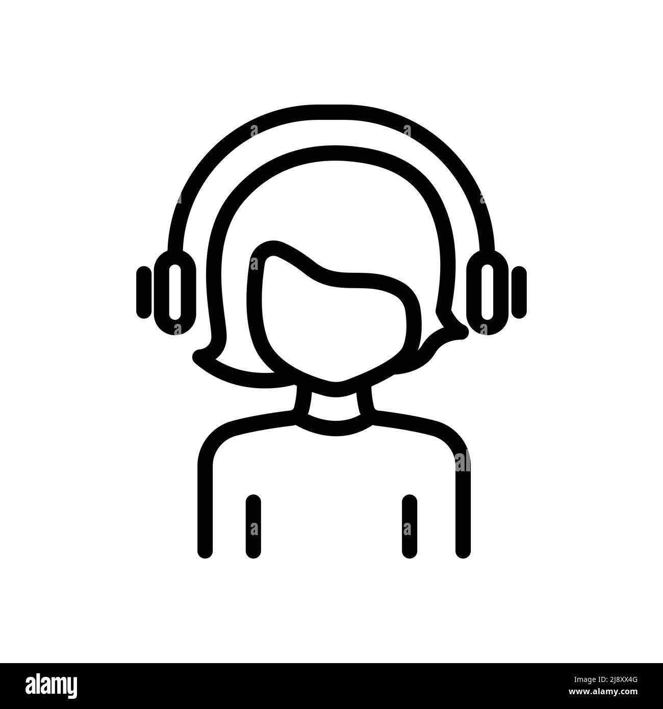 People vector icon with headphones. play music, Listen music. Line icon ...