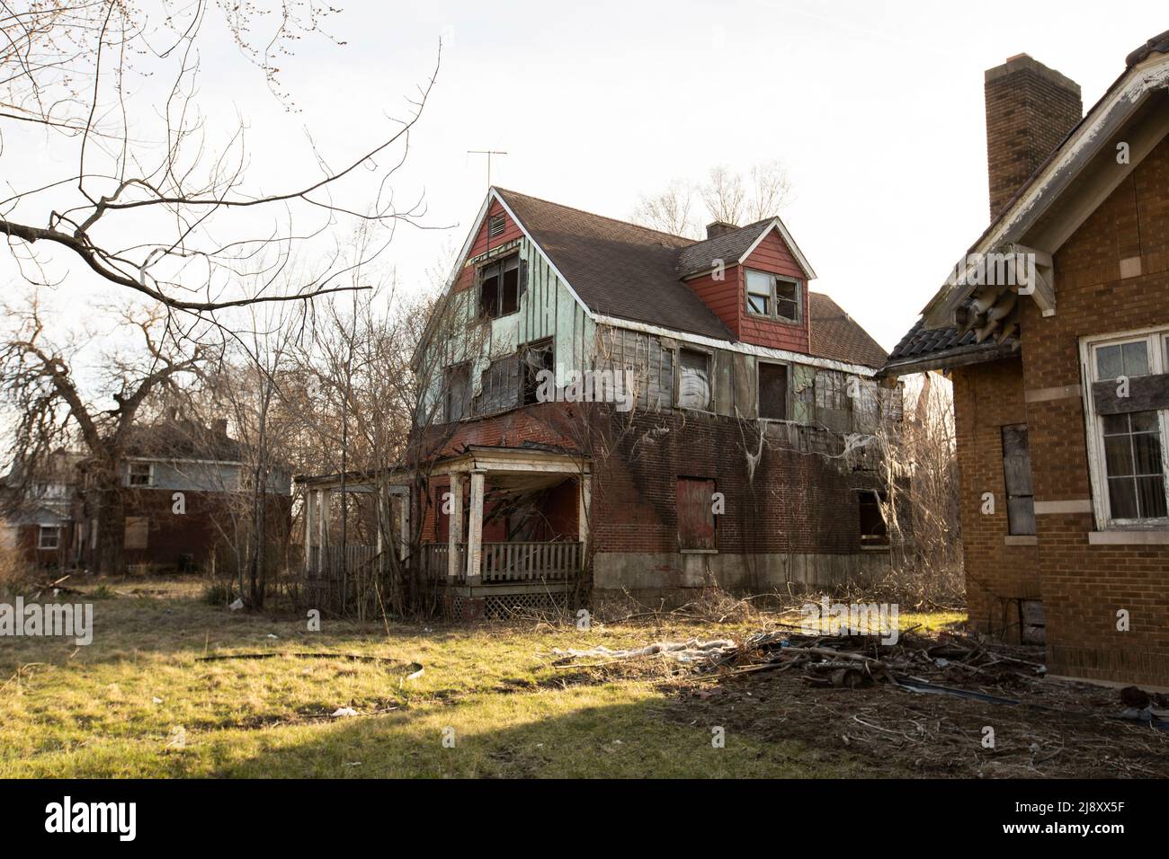 Afternoon light shines on the historic downtown center of Gary, Indiana ...