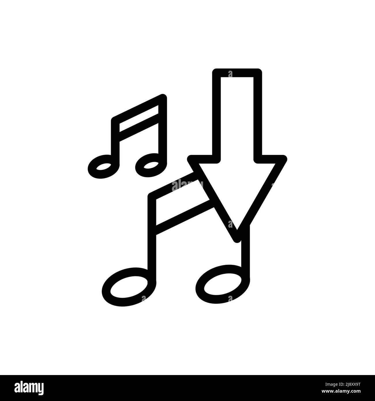 Tone icon vector with arrow. download music. line icon style. Simple ...