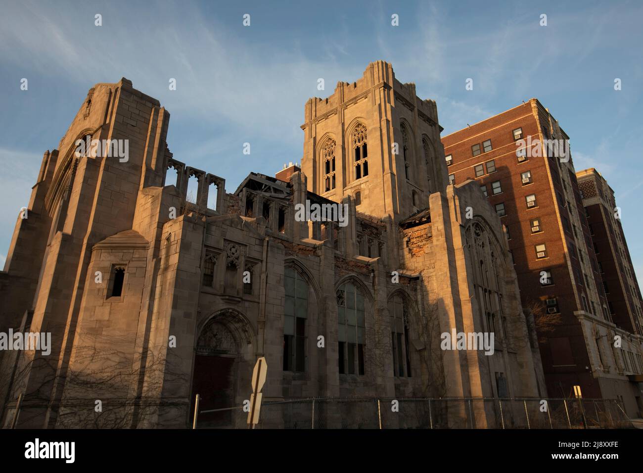 Afternoon light shines on the historic downtown center of Gary, Indiana ...