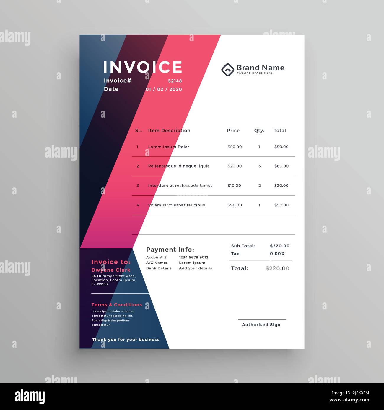 Invoice template hi-res stock photography and images - Alamy