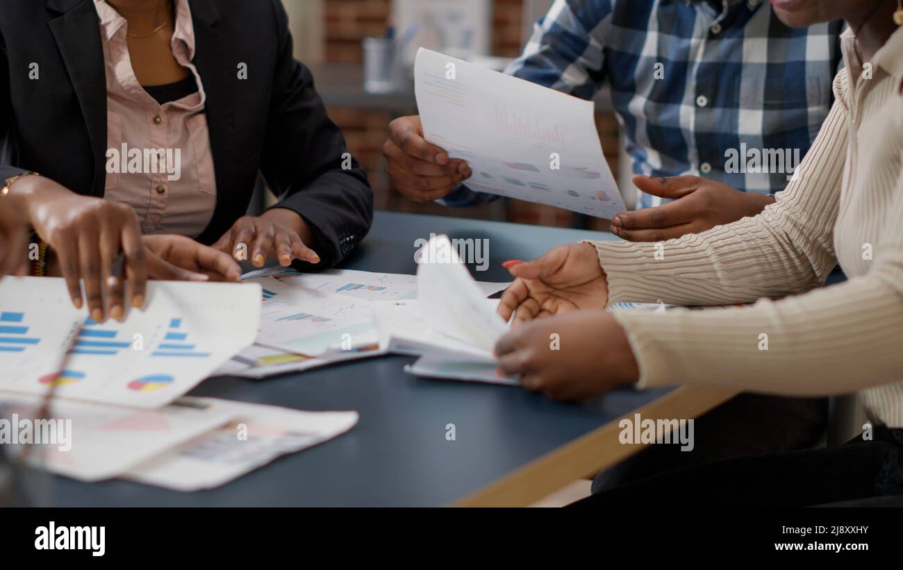 African american team of people doing teamwork to plan project analysis ...