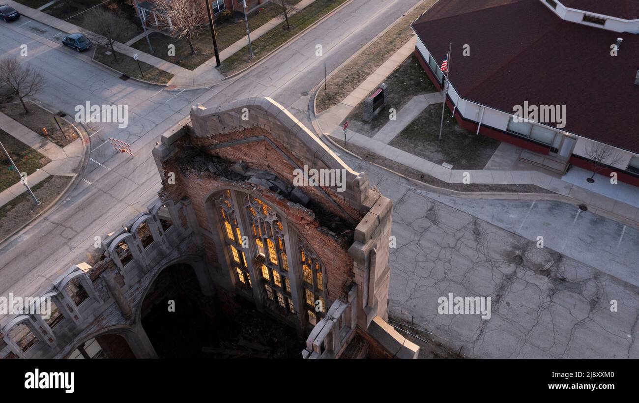 Afternoon light shines on the historic downtown center of Gary, Indiana ...