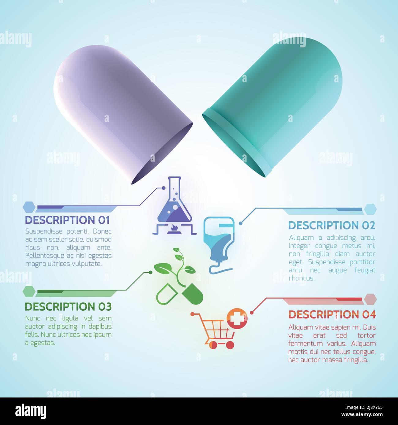 Medical information poster with medication and healthcare symbols ...