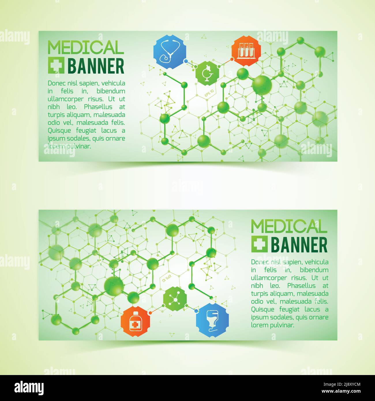 Pharmaceutics and pharmacy horizontal banners set realistic isolated ...