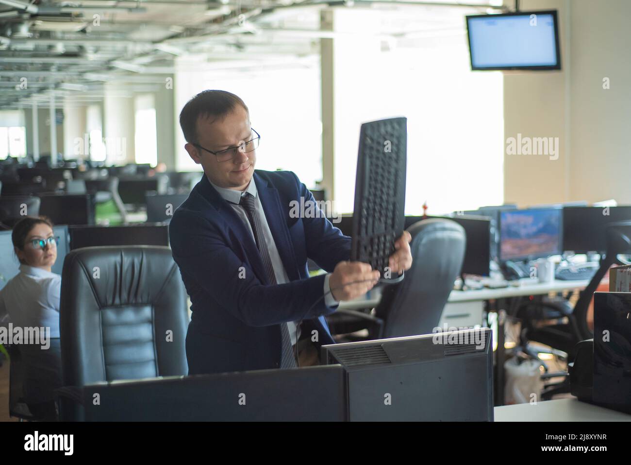 Man destroying computer hi-res stock photography and images - Alamy