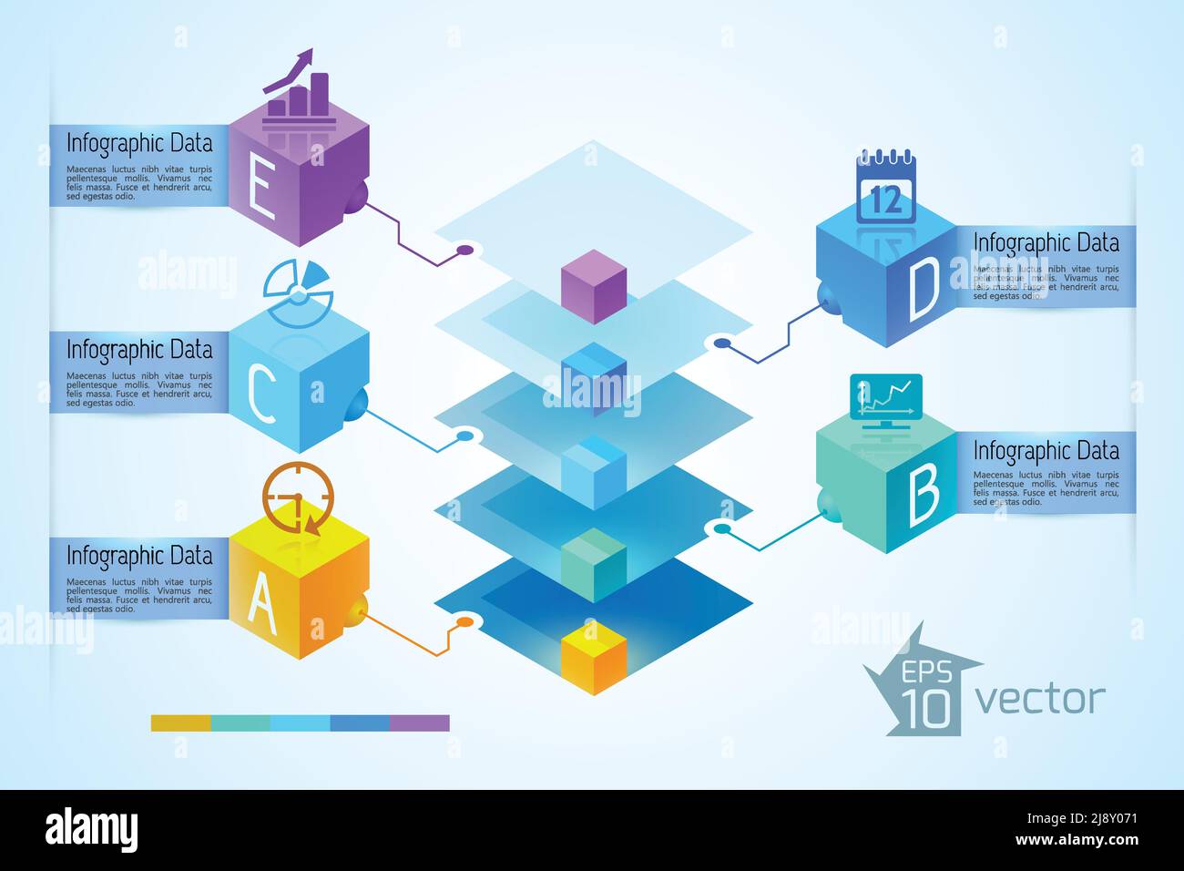 Business infographic concept with colorful diamond pyramid five text ...