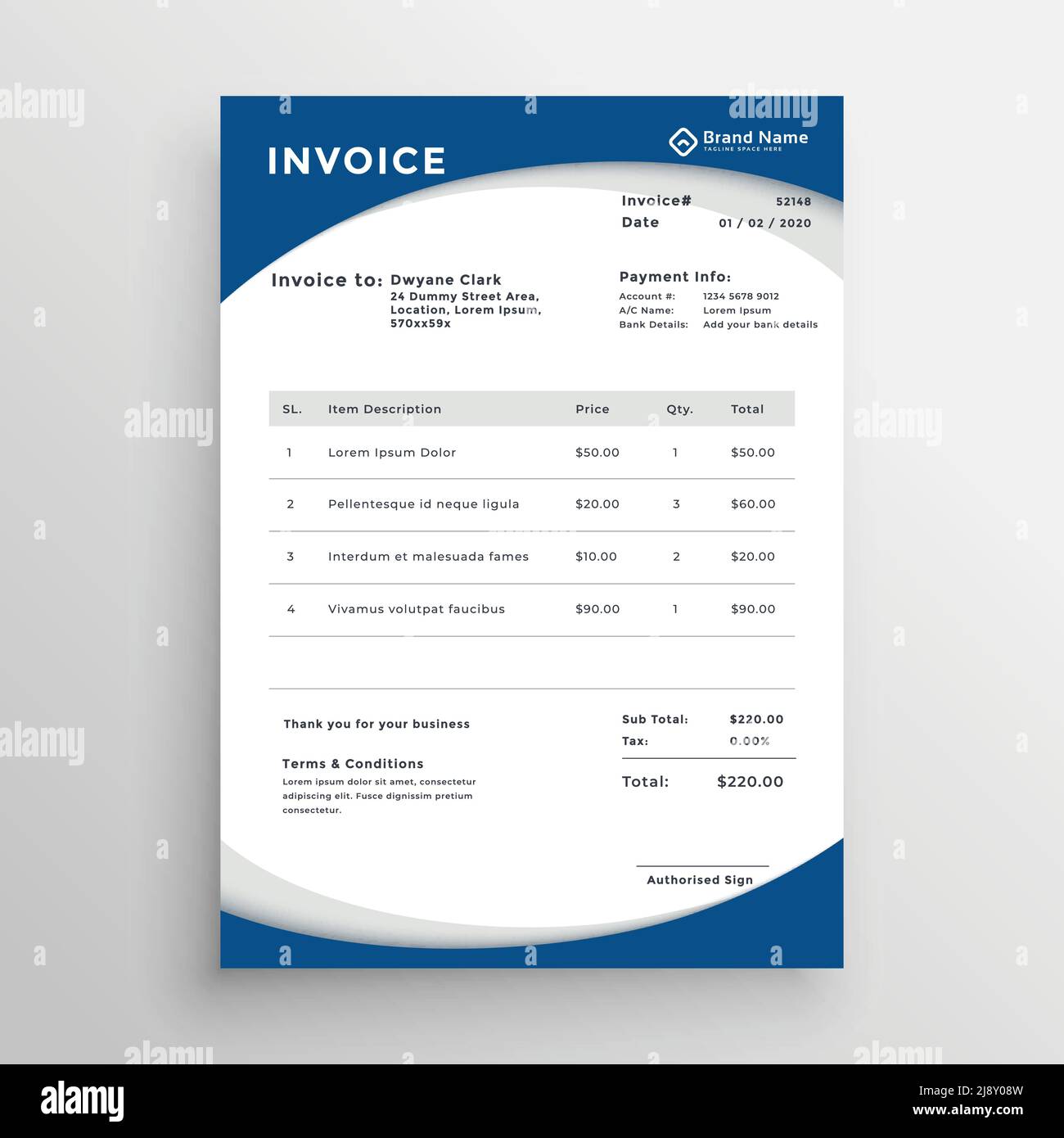 Business invoice template hi-res stock photography and images - Alamy