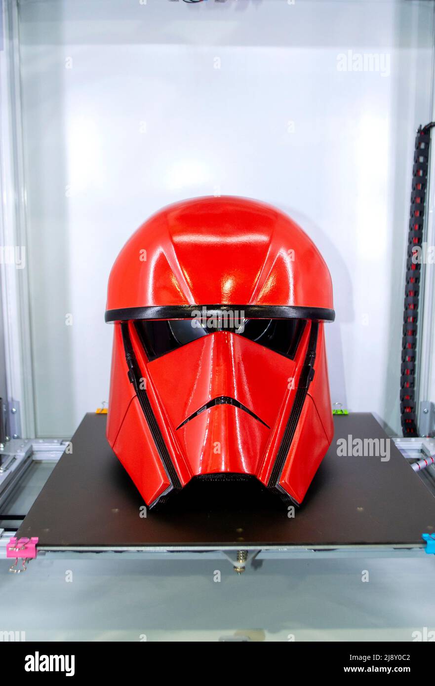 Object printed on 3D printer, on desktop of 3d printer. Progressive ...