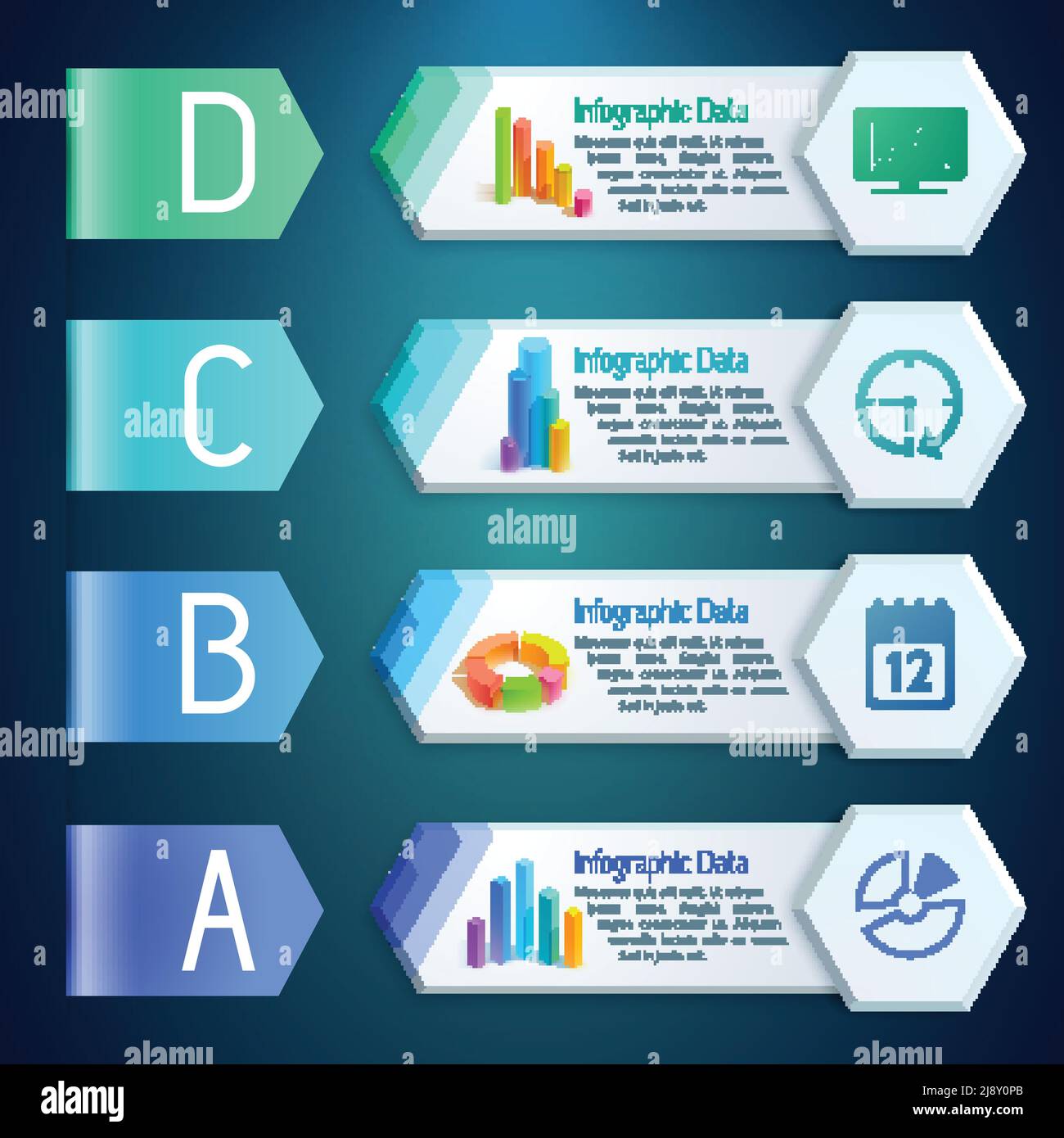 Infographic digital banners with text diagrams graphs charts icons on ...