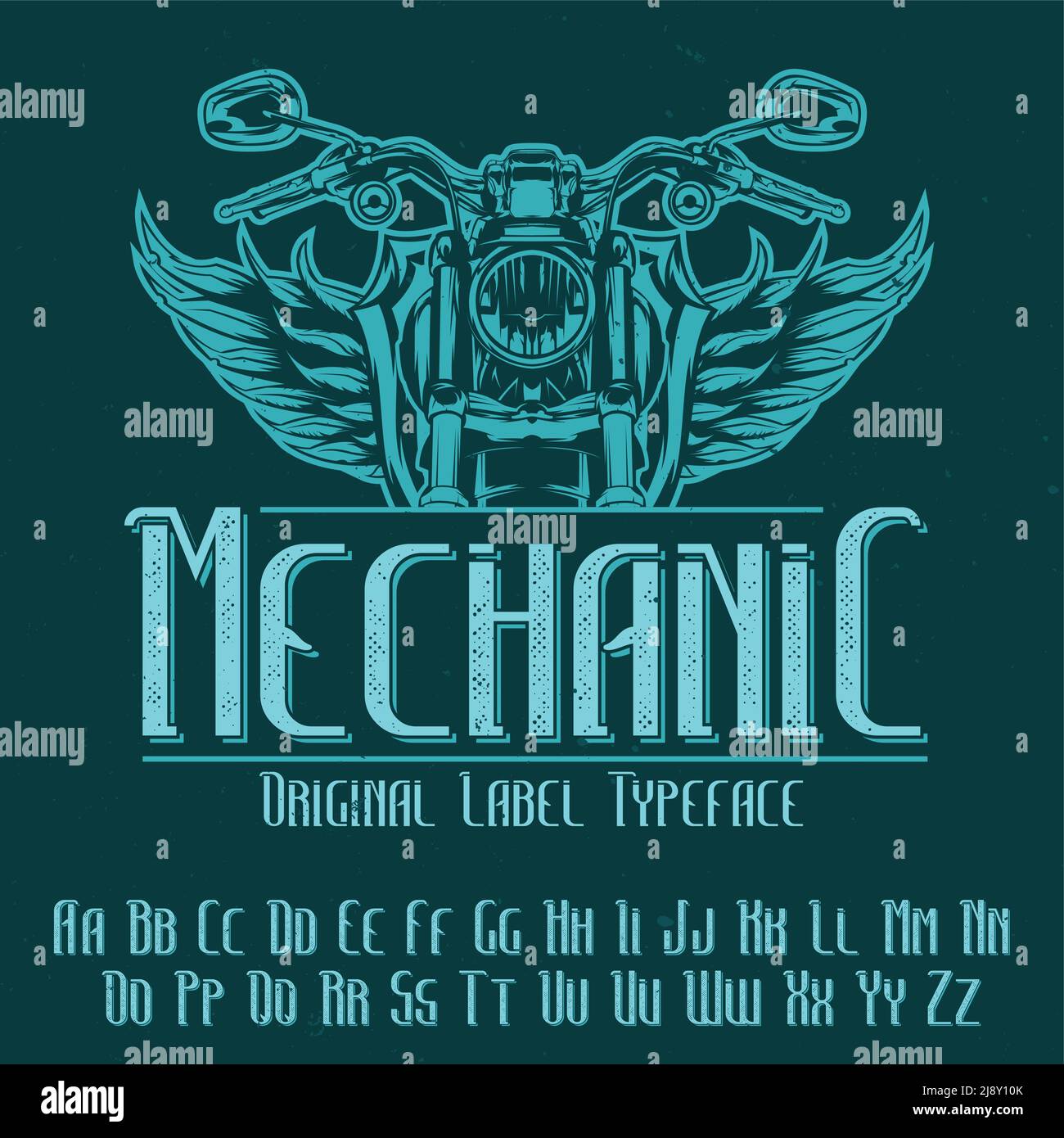 Original label typeface named 'Mechanic'. Good to use in any label ...