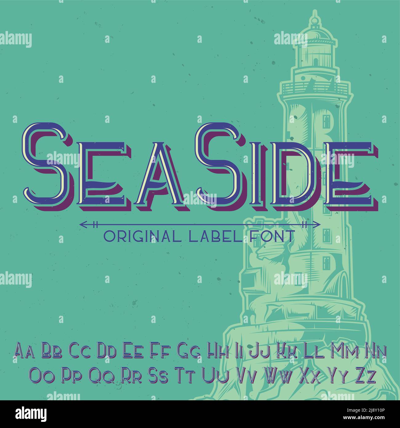 Original label typeface named '"SeaSide". Good to use in any label ...