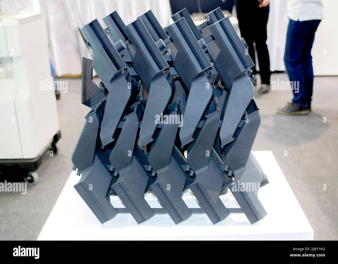 Black model internal combustion engine prototype printed on 3D printer ...