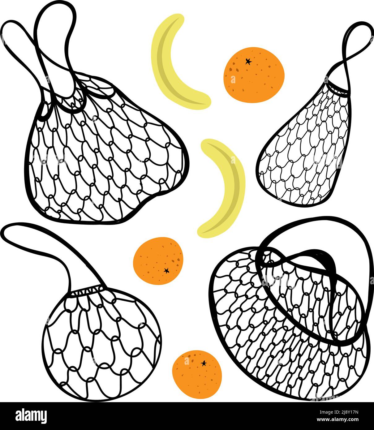 Fresh fruit vegetables mesh bag Stock Vector Images - Alamy