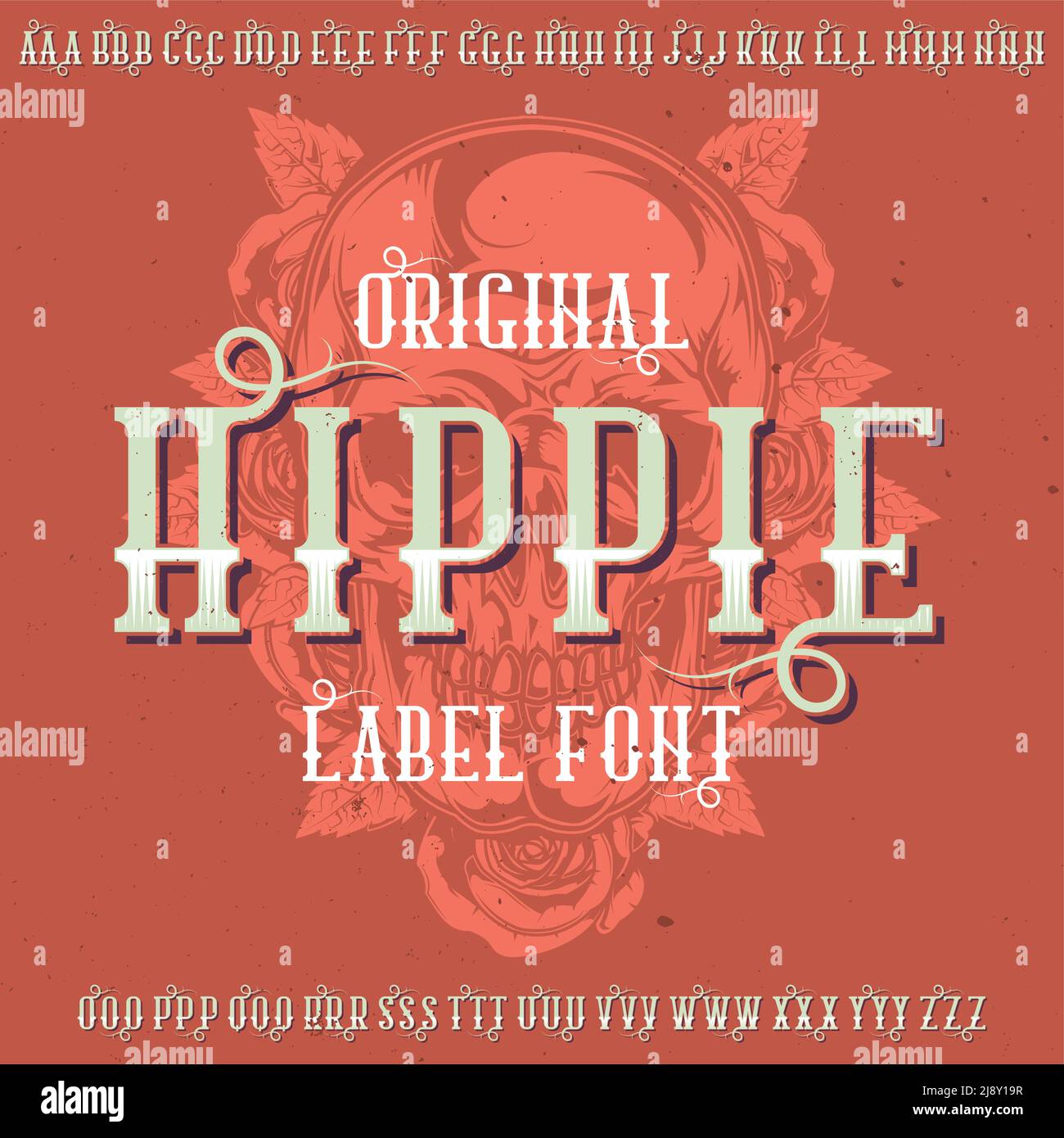 Original label typeface named '"Hippie". Good to use in any label ...