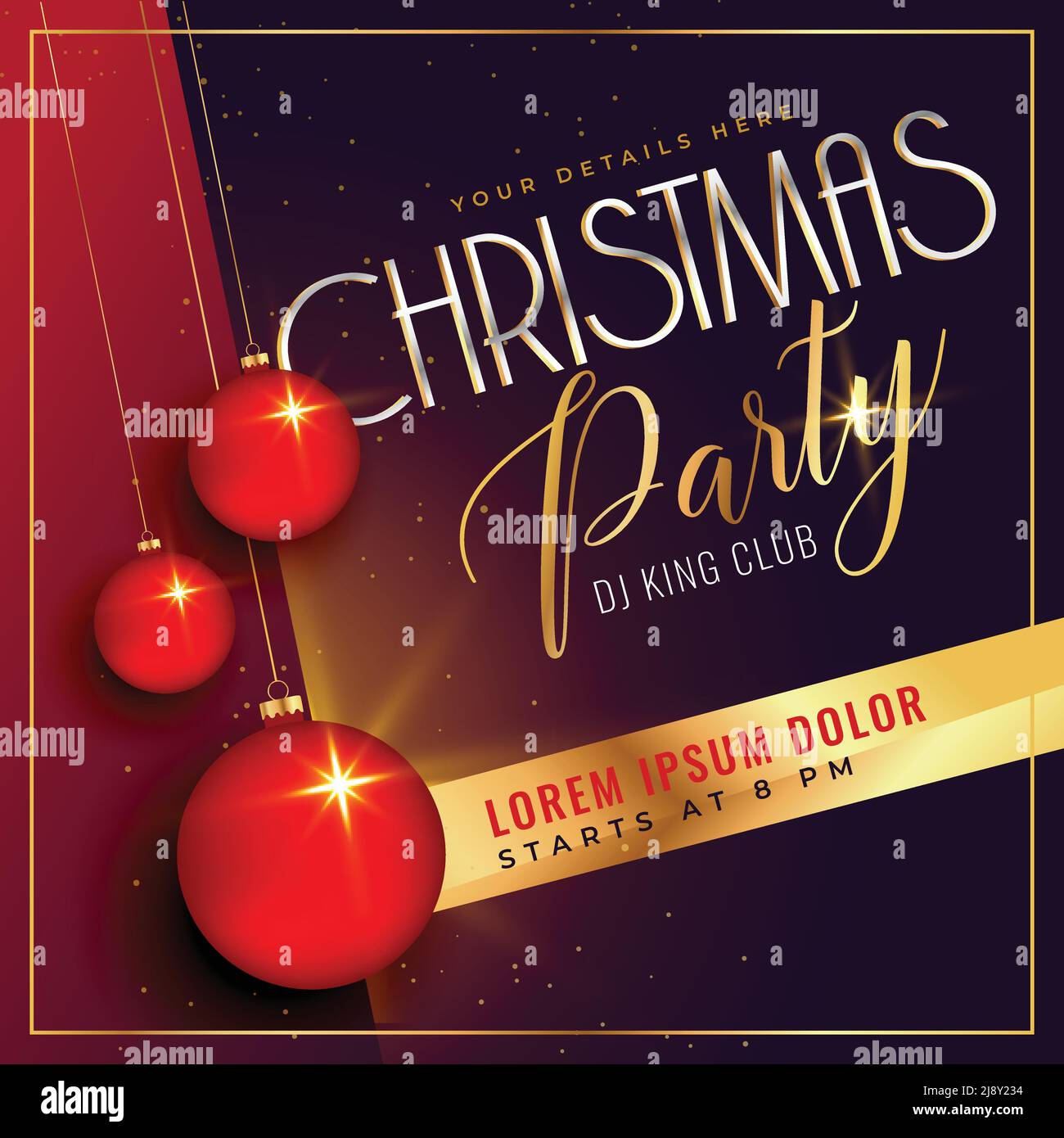 christmas party background with red balls Stock Vector Image & Art - Alamy