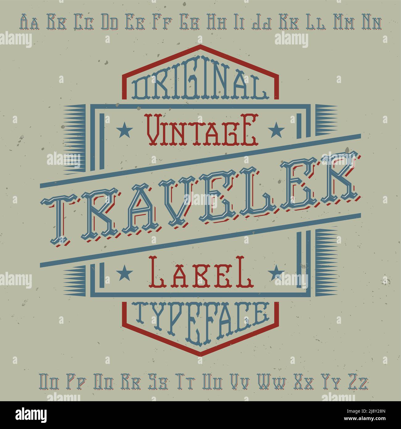 Original label typeface named 'Traveler'. Good to use in any label ...
