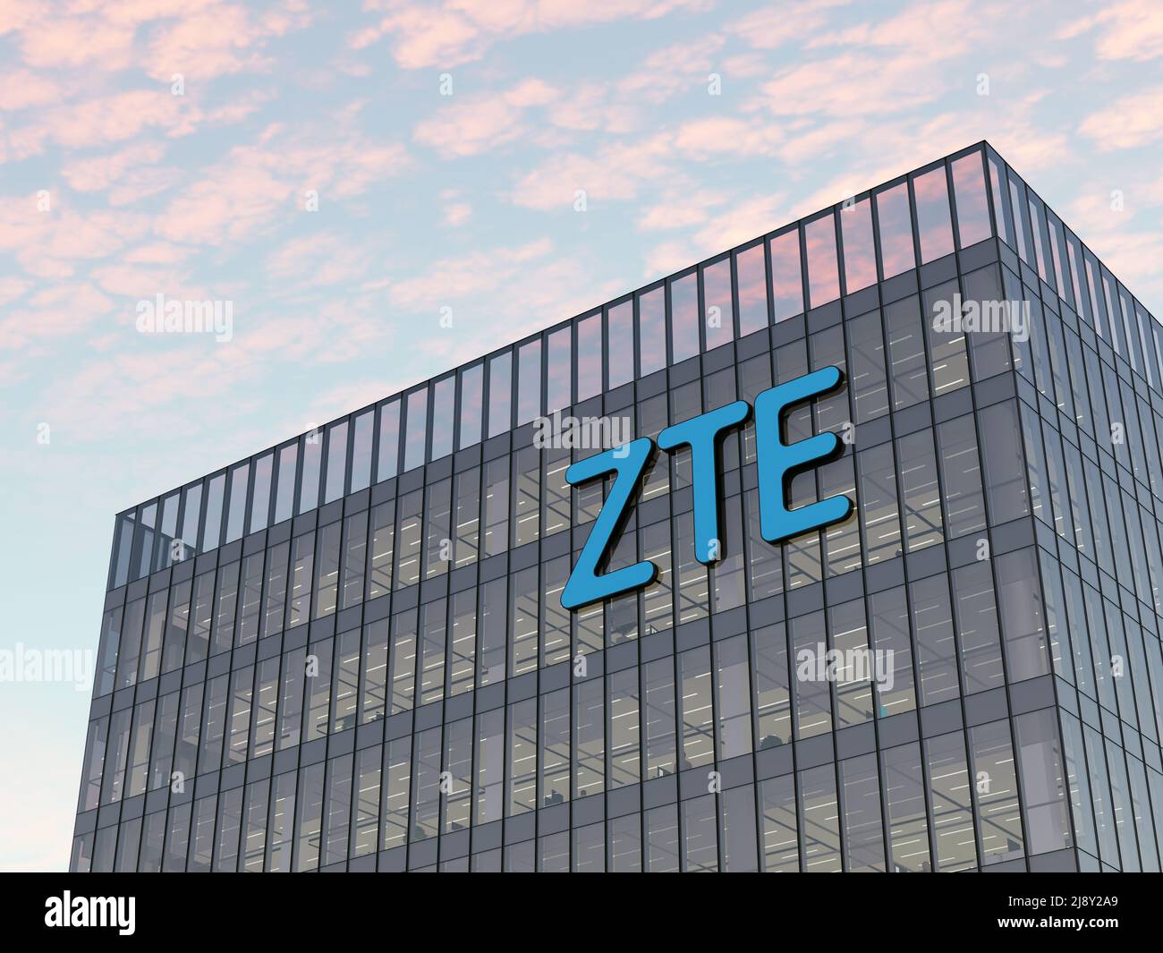Shenzhen, China. May 2, 2022. Editorial Use Only, 3D CGI. ZTE Signage ...