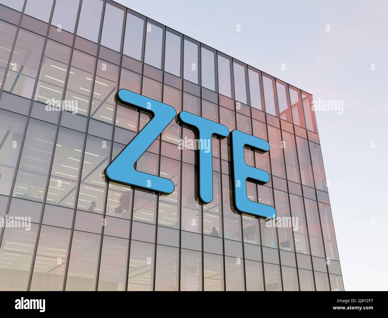 Shenzhen, China. May 2, 2022. Editorial Use Only, 3D CGI. ZTE Signage ...