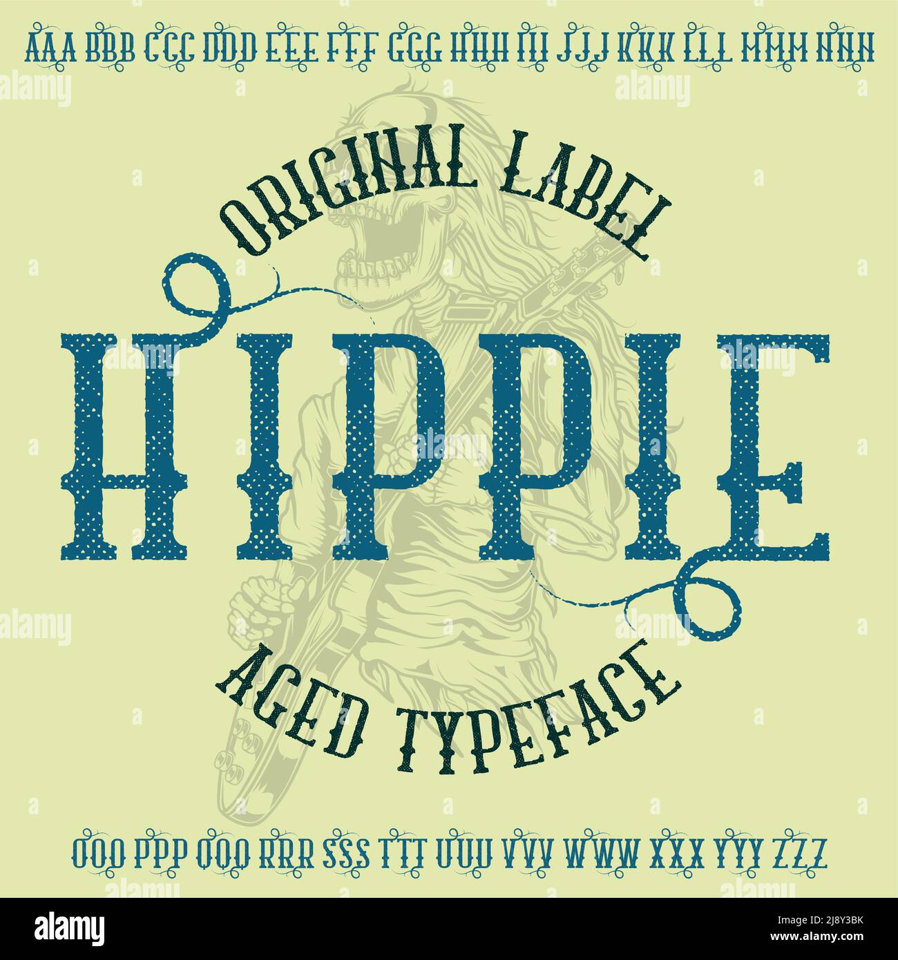 Original label typeface named '"Hippie". Good to use in any label ...