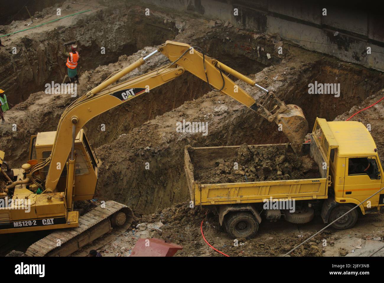 09-Dec-2020, Dhaka, Bangladesh.Construction work is going on with the ...